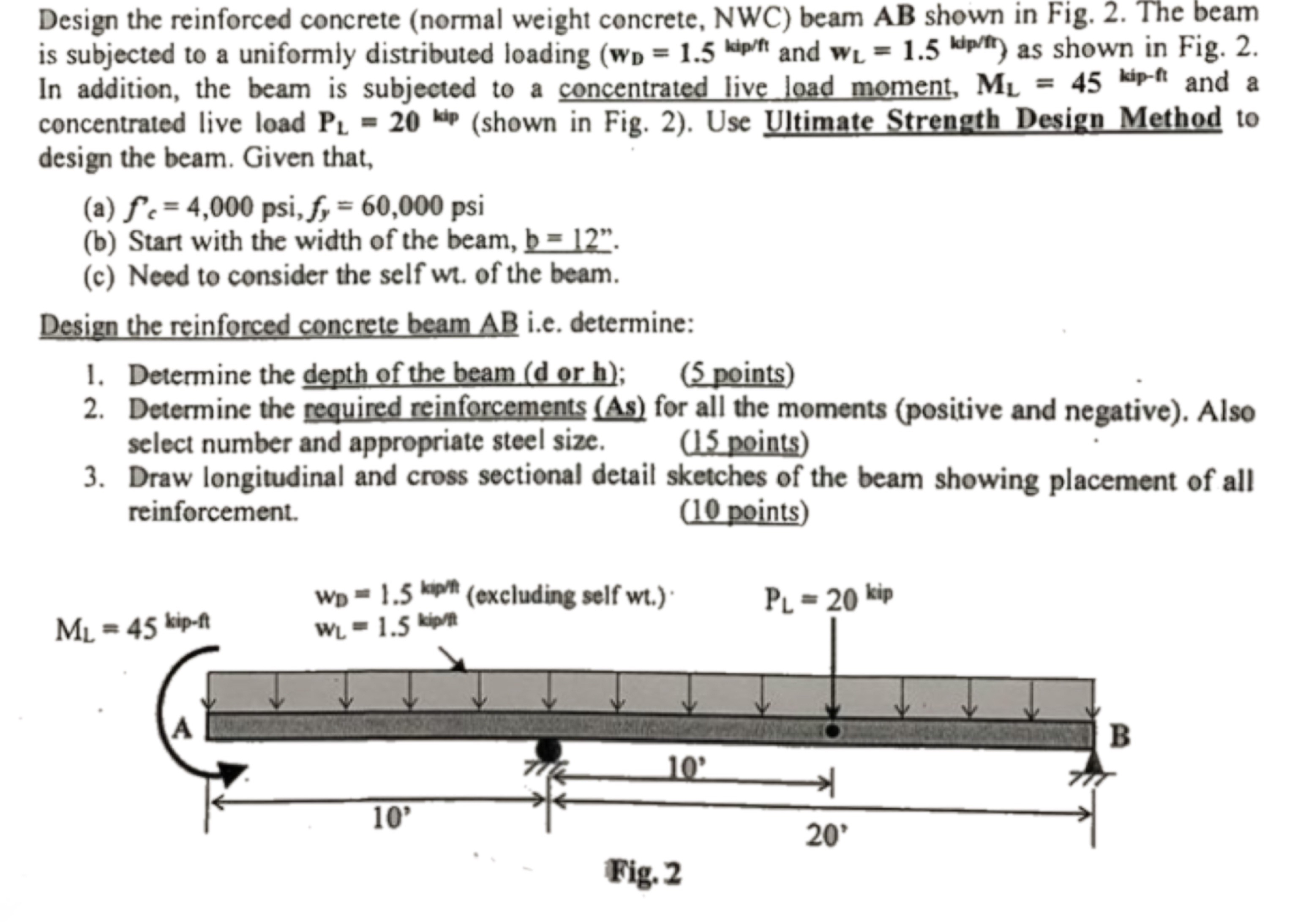 Solved Design the reinforced concrete (normal weight | Chegg.com