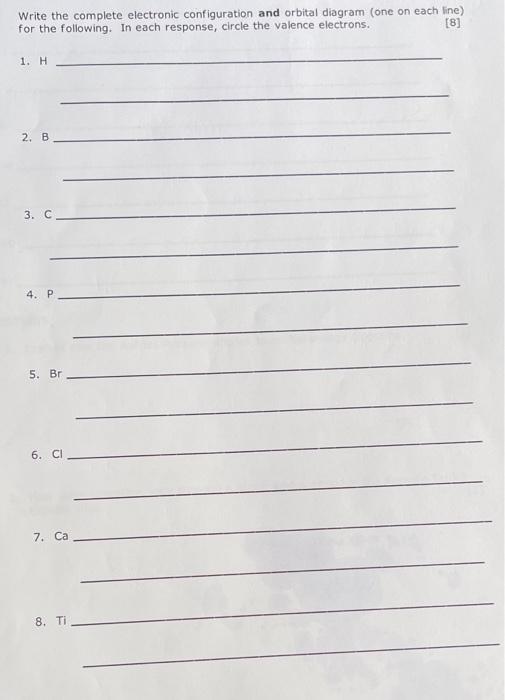 Solved Write the complete electronic configuration and | Chegg.com