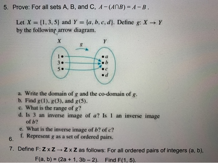 Solved 5. Prove: For all sets A, B, and C, A-(ANB) = A-B. Y | Chegg.com