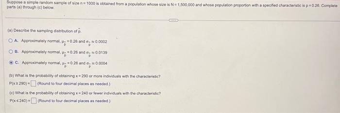 Solved Suppose a simple random sample of size n=1000 is | Chegg.com
