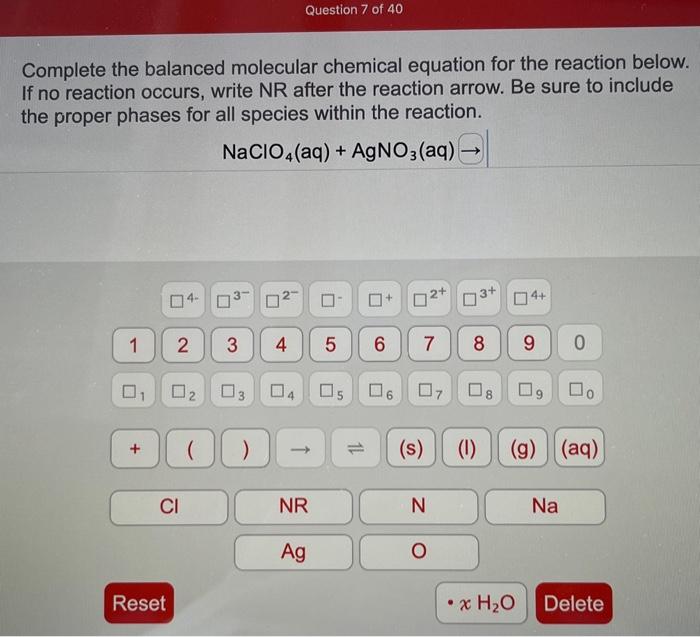 Solved Complete the balanced molecular chemical equation for | Chegg.com