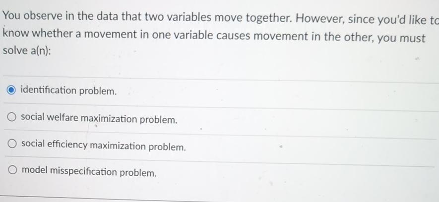 Solved You observe in the data that two variables move | Chegg.com