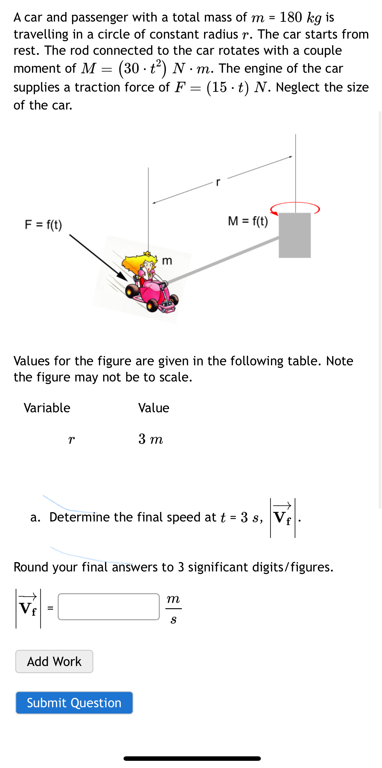 Solved A car and passenger with a total mass of m=180kg ﻿is | Chegg.com