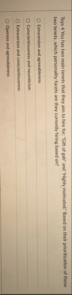 Solved Toys 4 ﻿You has two main tenets that they aim to hire | Chegg.com