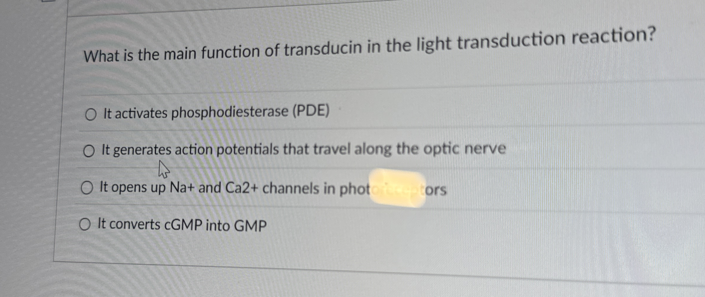 What is the main function of transducin in the light | Chegg.com