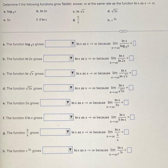 Solved Determine if the following functions grow faster, | Chegg.com