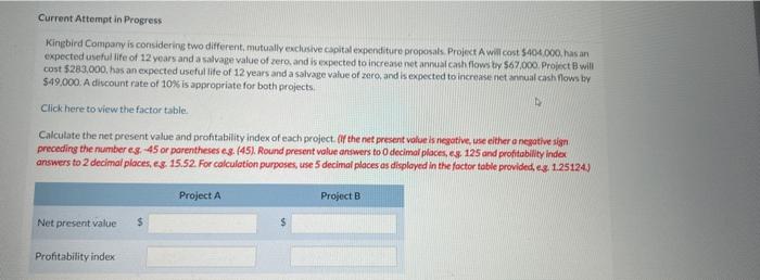 Solved Current Attempt in Progress Kingbird Company is | Chegg.com