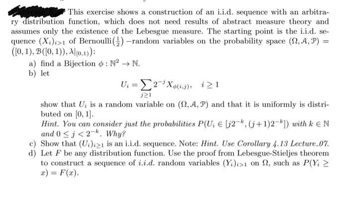 Solved This exercise shows a construction of an i.i.d. | Chegg.com