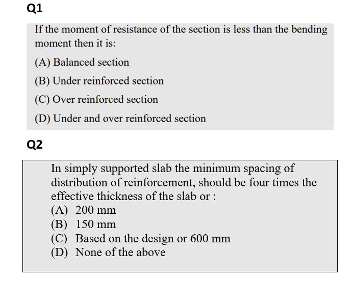 Solved Q1 ﻿If the moment of resistance of the section is | Chegg.com