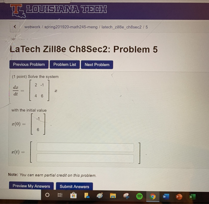 Solved T LOUISIANA TECH webwork/spring201920-math245-meng / | Chegg.com