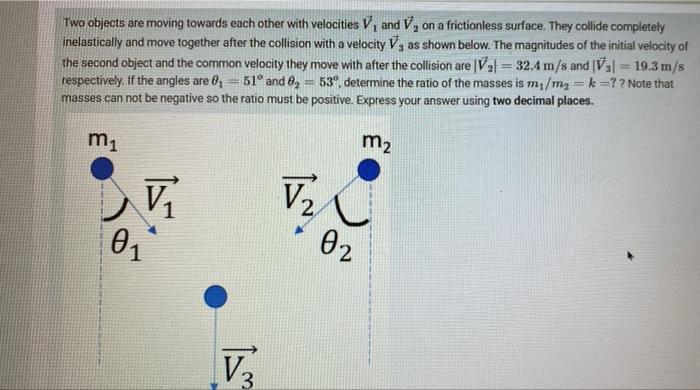[Solved]: Two objects are moving towards each other with ve
