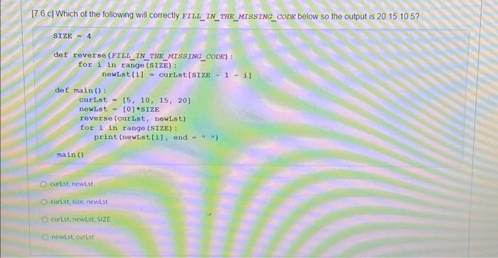 [7.3.a] An integer list nums, has been created and | Chegg.com