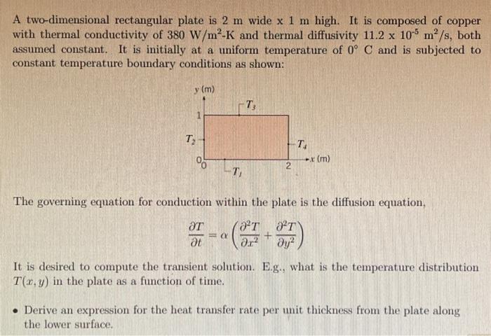 Solved A two-dimensional rectangular plate is 2 m wide x1 m | Chegg.com
