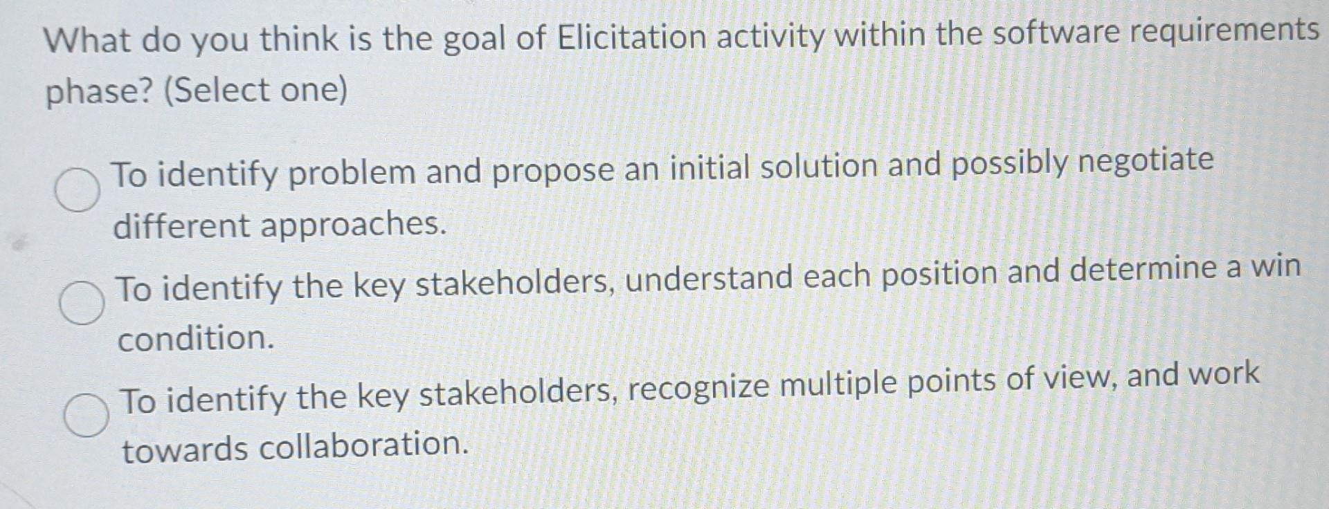 Solved What do you think is the goal of Elicitation activity | Chegg.com
