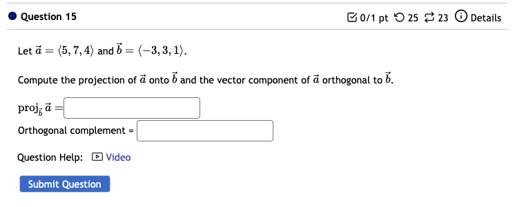 Solved Let vec(a)=(:5,7,4:) ﻿and vec(b)=(:-3,3,1:).Compute | Chegg.com