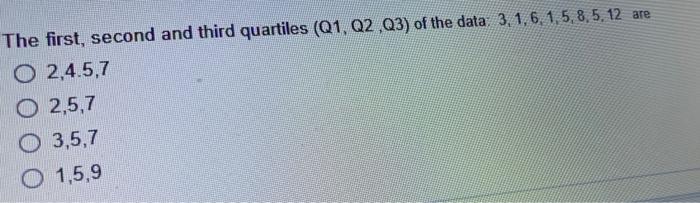 Solved The first second and third quartiles (Q1, Q2,Q3) of | Chegg.com