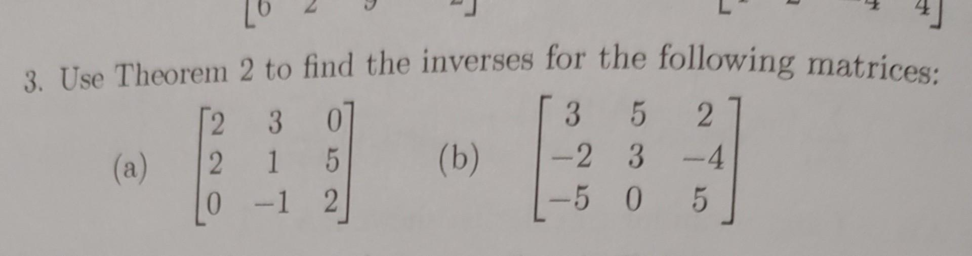 Solved 3. Use Theorem 2 to find the inverses for the | Chegg.com