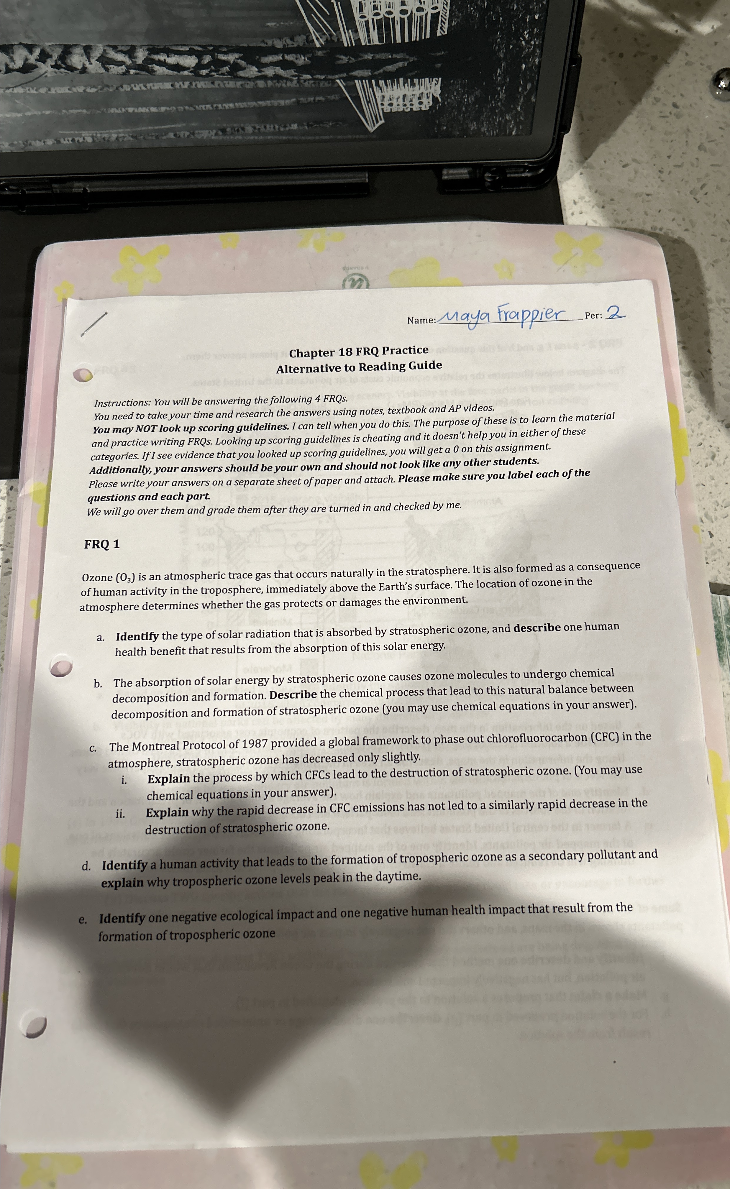 Solved Name: q, ﻿Per: 2Chapter 18 ﻿FRQ Practice Alternative | Chegg.com