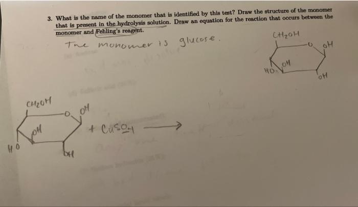 Solved 3. What is the name of the monomer that is identified | Chegg.com