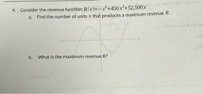 Solved 9. Consider the revenue function: | Chegg.com