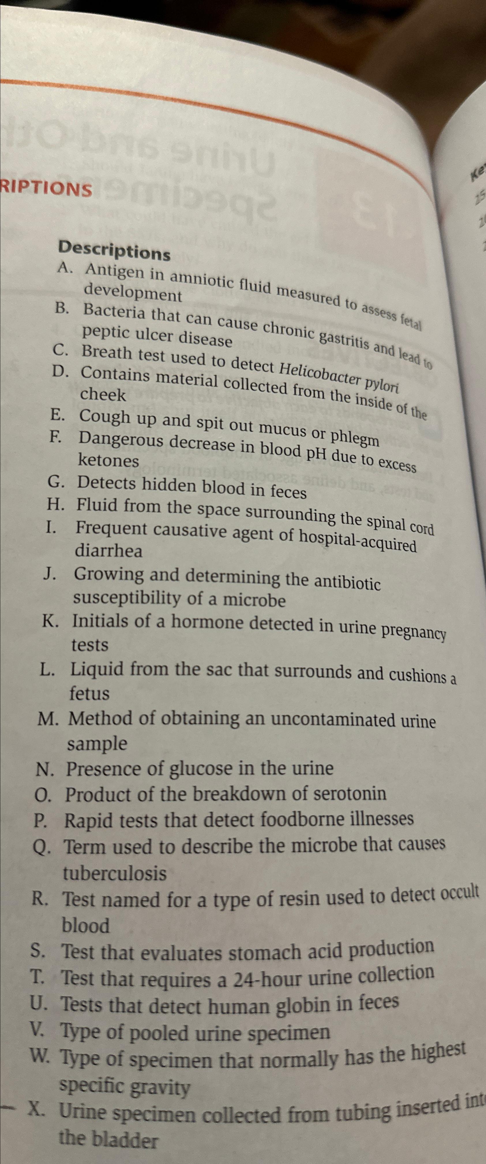 Solved RIPTIONSDescriptionsA. ﻿Antigen in amniotic fluid | Chegg.com