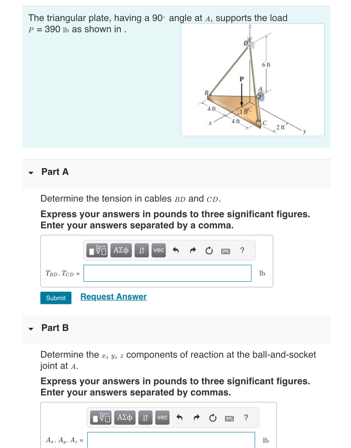 Solved The triangular plate, having a 90° ﻿angle at A, | Chegg.com