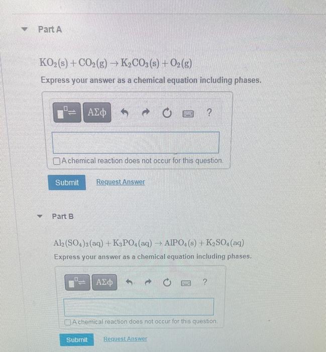 Solved KO2( s)+CO2( g)→K2CO3( s)+O2( g) Express your answer | Chegg.com