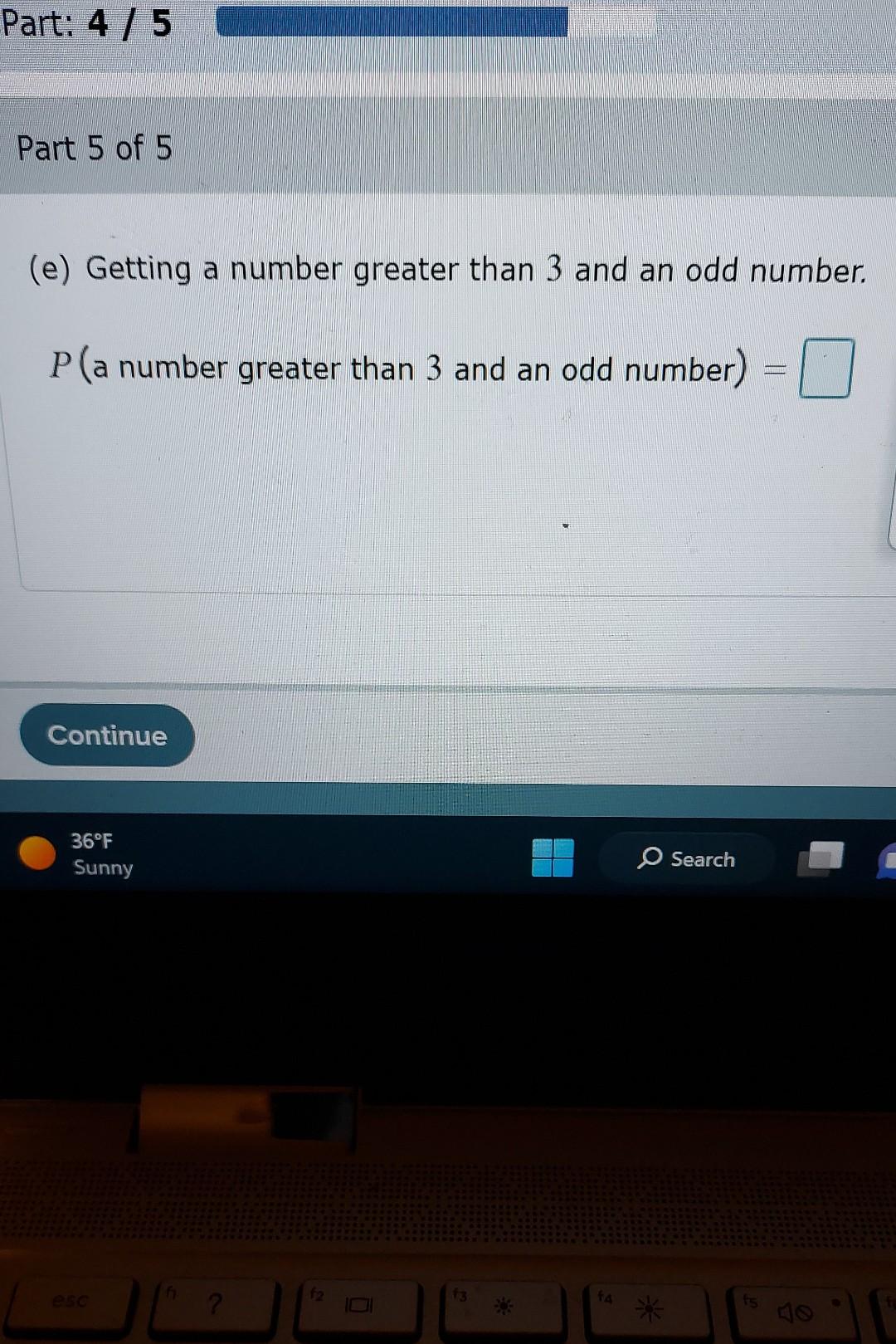 (e) Getting a number greater than 3 and an odd | Chegg.com