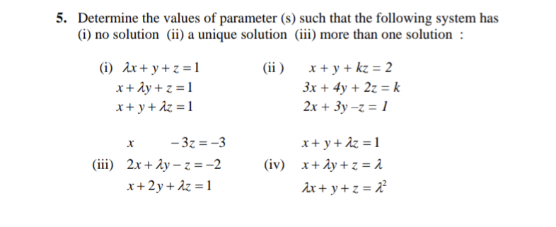 Solved Determine the values of parameter (s) ﻿such that the | Chegg.com