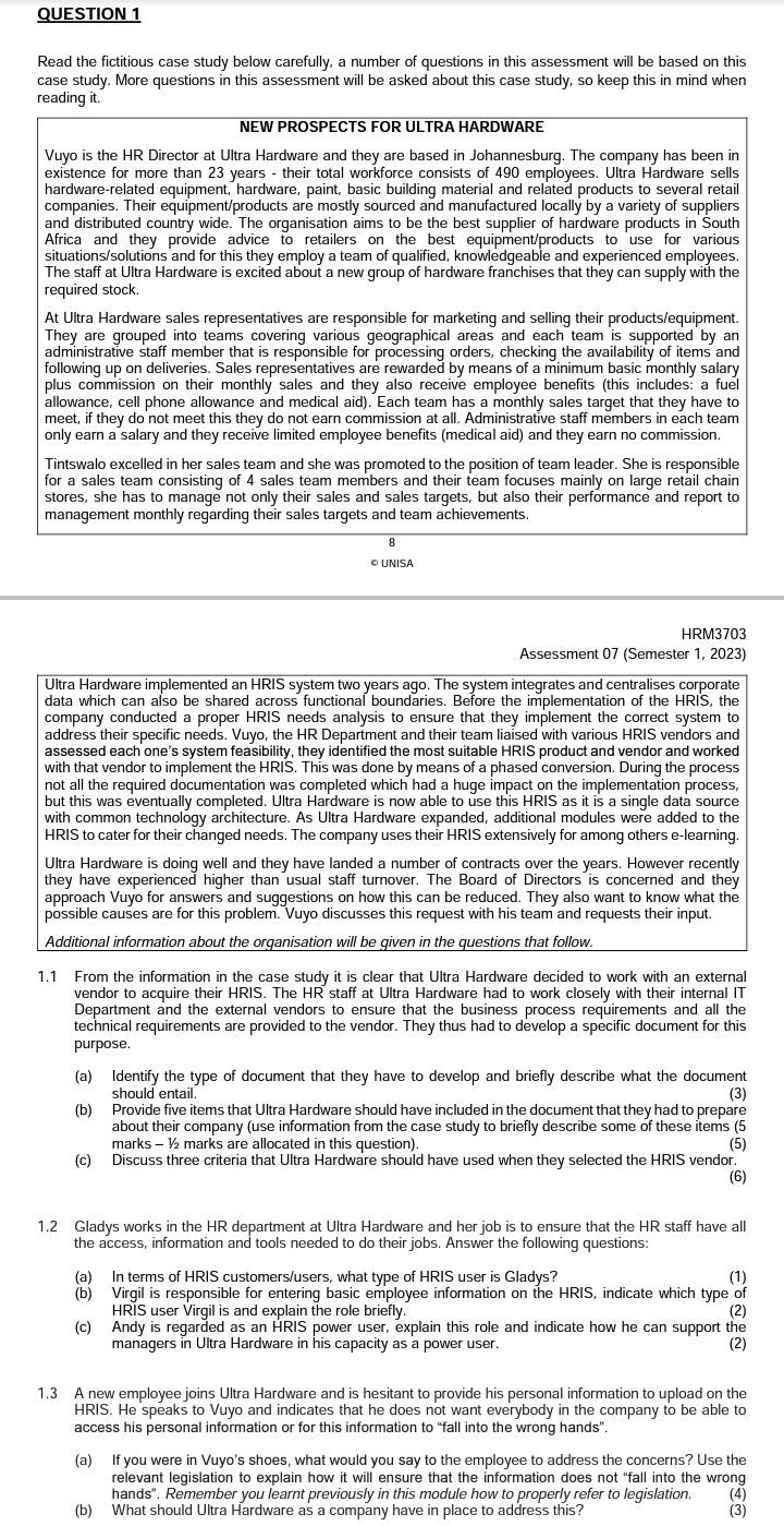 Solved Read the fictitious case study below carefully, a | Chegg.com