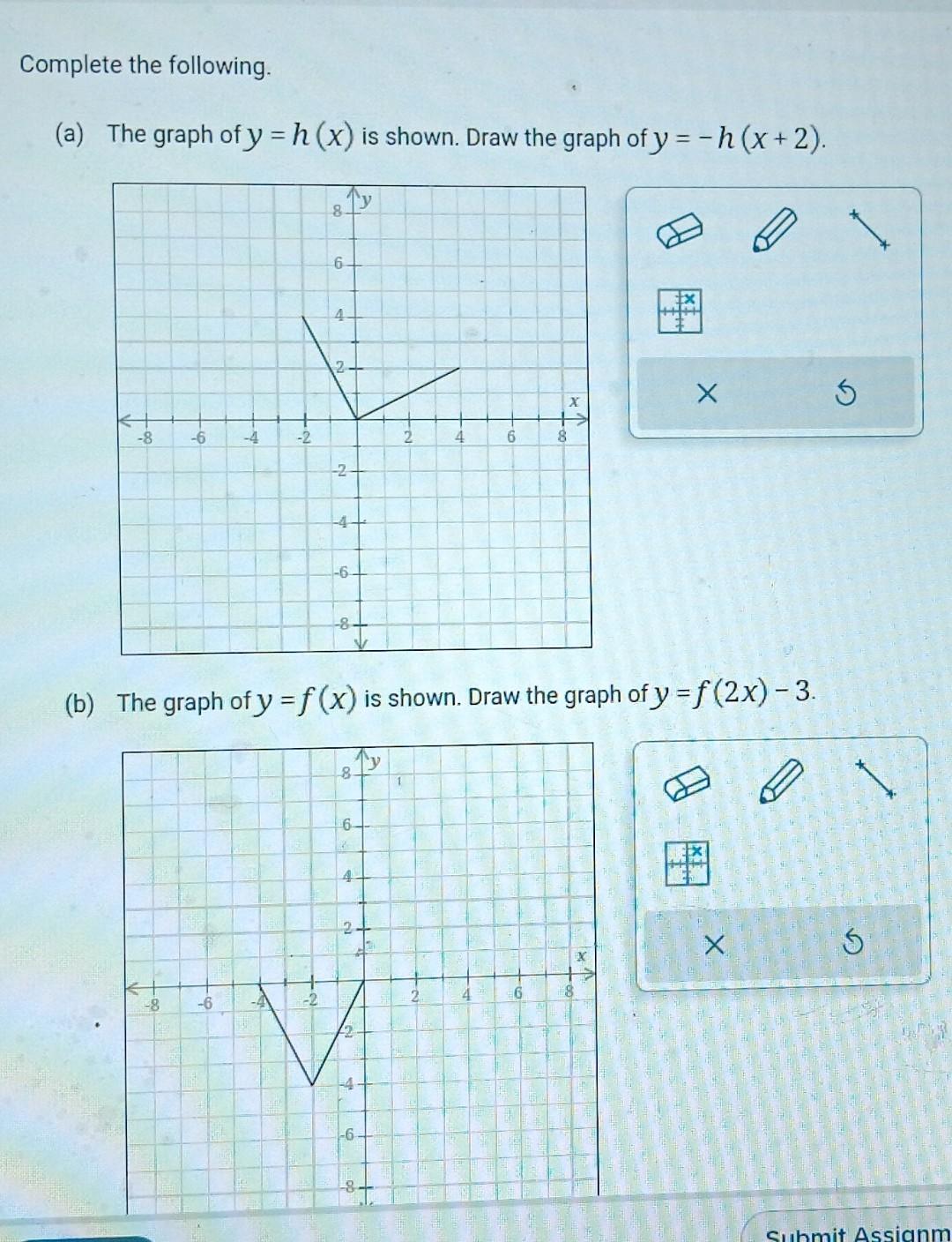 Solved (a) The graph of y=h(x) is shown. Draw the graph of | Chegg.com