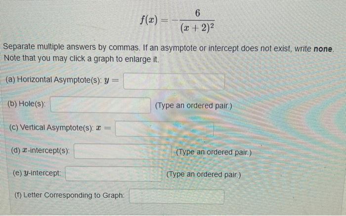Solved f(x)=−(x+2)26 Separate multiple answers by commas. If | Chegg.com