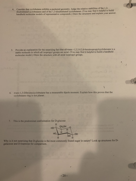 Solved 4. Consider that cyclobutane exhibits a puckered | Chegg.com