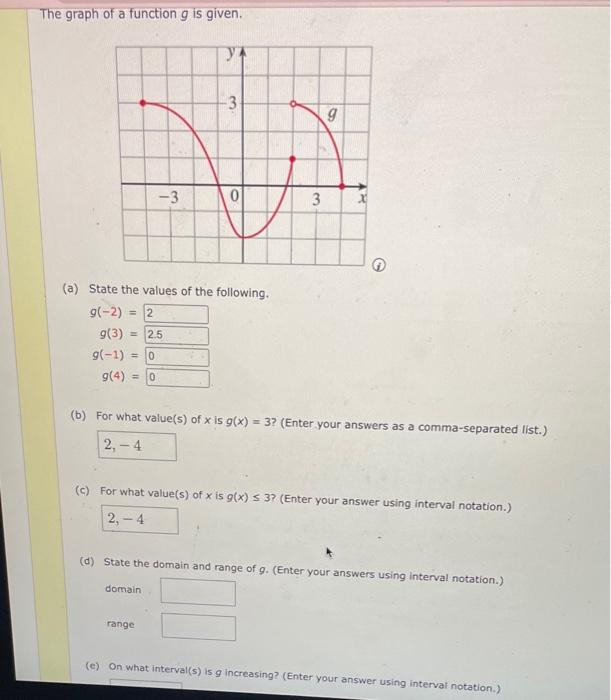 Solved The graph of a function g is given. (a) State the | Chegg.com