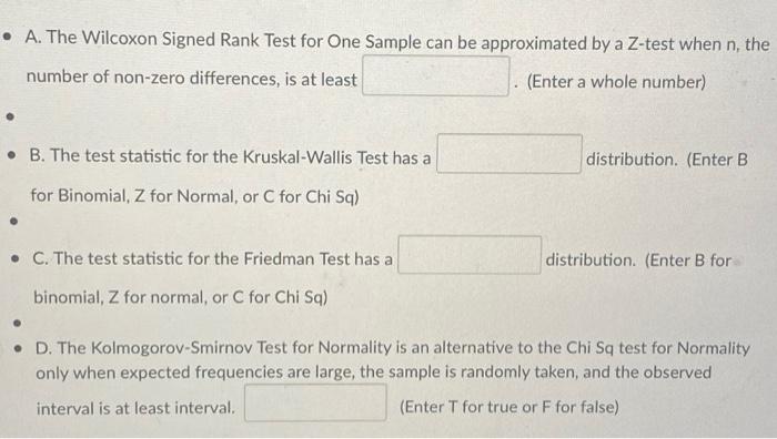 Solved • A. The Wilcoxon Signed Rank Test for One Sample can | Chegg.com