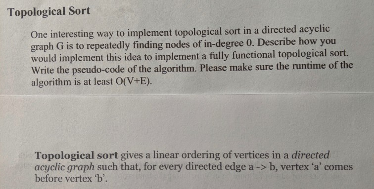 Solved Topological Sort One Interesting Way To Implement