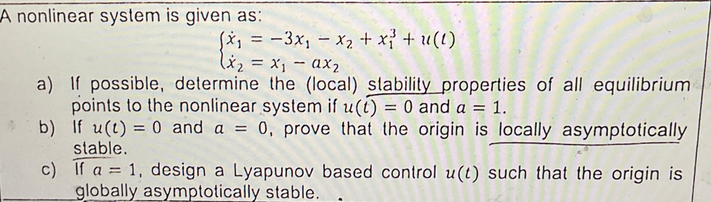 Solved A nonlinear system is given | Chegg.com
