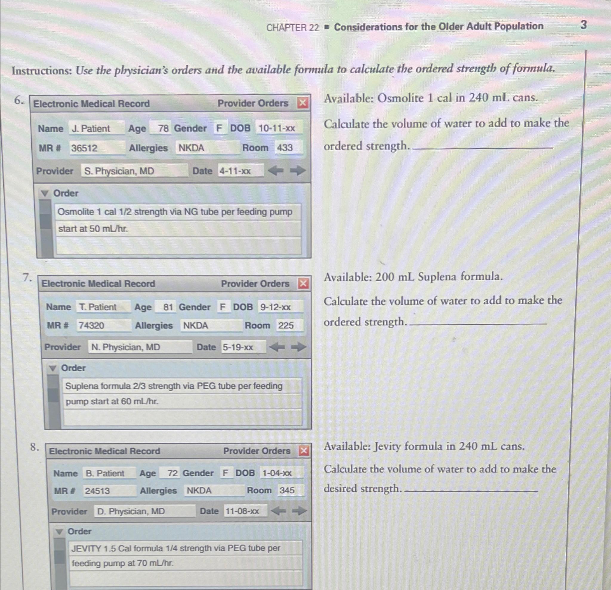 CHAPTER 22 - ﻿Considerations for the Older Adult | Chegg.com