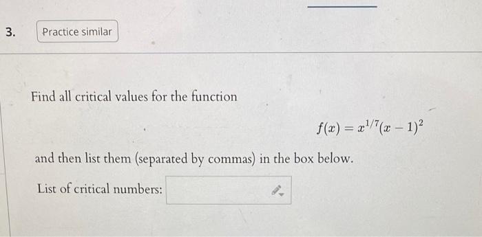 Solved Find all critical values for the function | Chegg.com