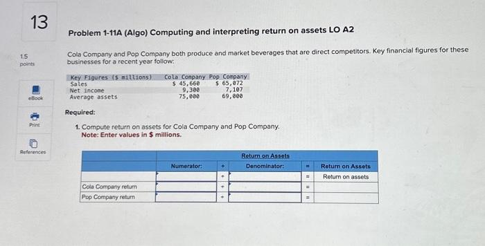 Solved Problem 1-11A (Algo) Computing and interpreting | Chegg.com
