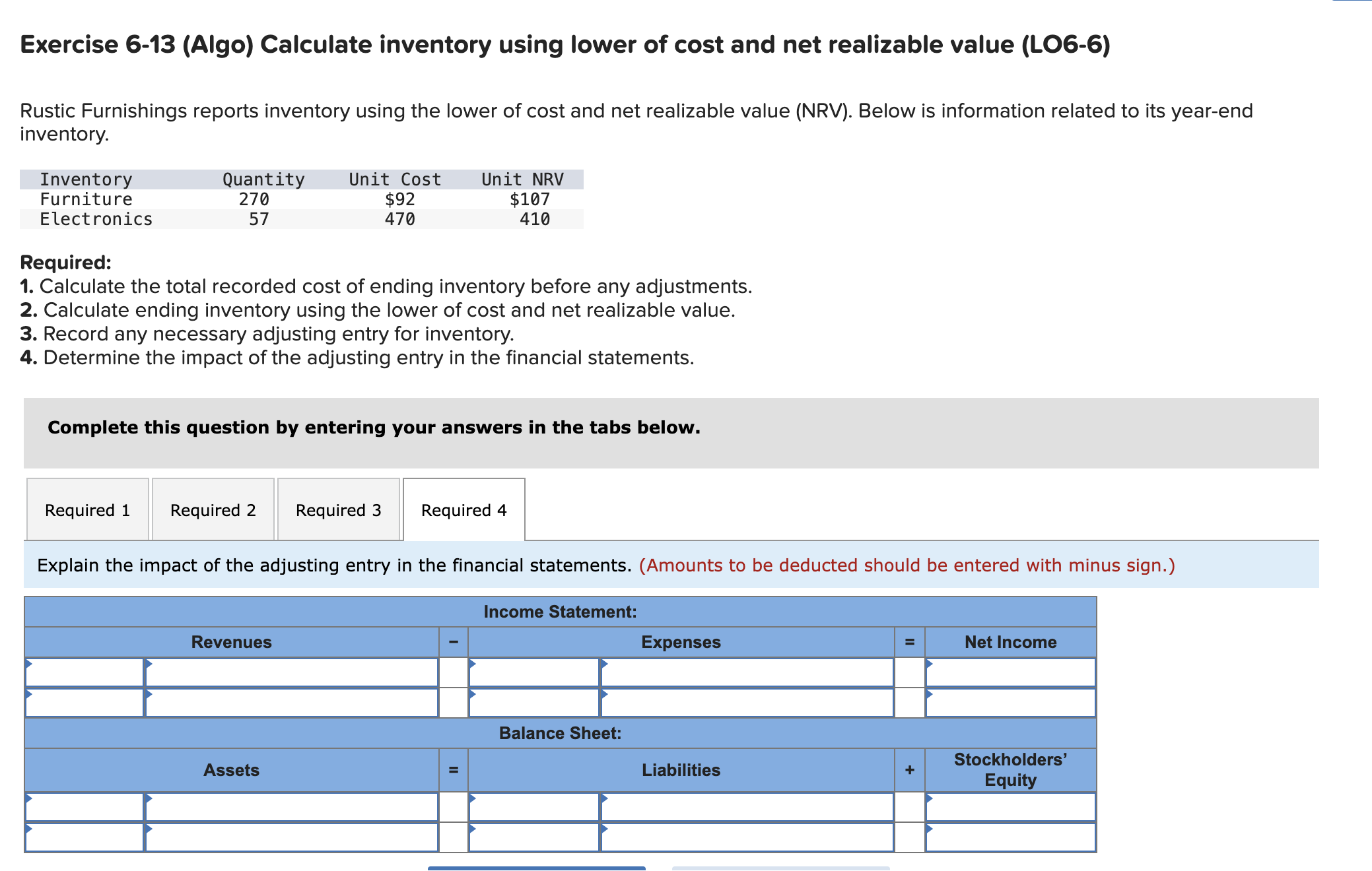 Solved Exercise 6-13 (Algo) ﻿Calculate inventory using lower | Chegg.com