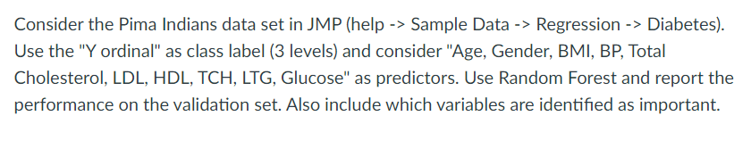 Solved Consider the Pima Indians data set in JMP (help -> | Chegg.com