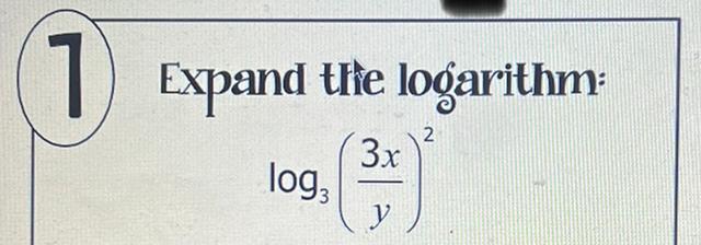 Solved Expand thie logarithm:log3(3xy)2 | Chegg.com
