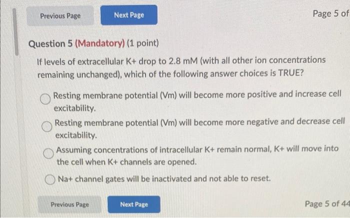 Solved Page 5 of Question 5 (Mandatory) (1 point) If levels | Chegg.com