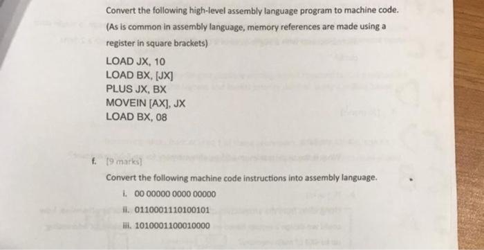 Solved Convert the following high-level assembly language | Chegg.com