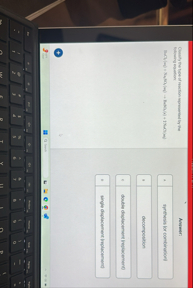 Solved Classify the type of reaction represented by the | Chegg.com