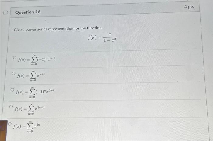 Solved Give a power series representation for the function | Chegg.com