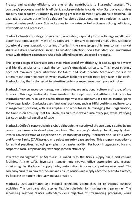 Solved Starbucks Operation Management STARBUCKS.COM | Chegg.com