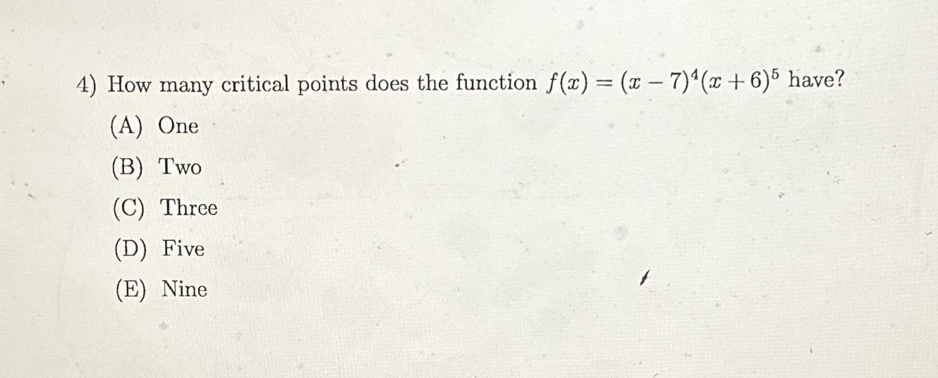 Solved How many critical points does the function | Chegg.com