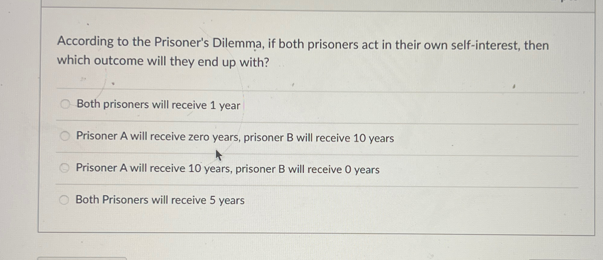 Solved According to the Prisoner's Dilemma, if both | Chegg.com